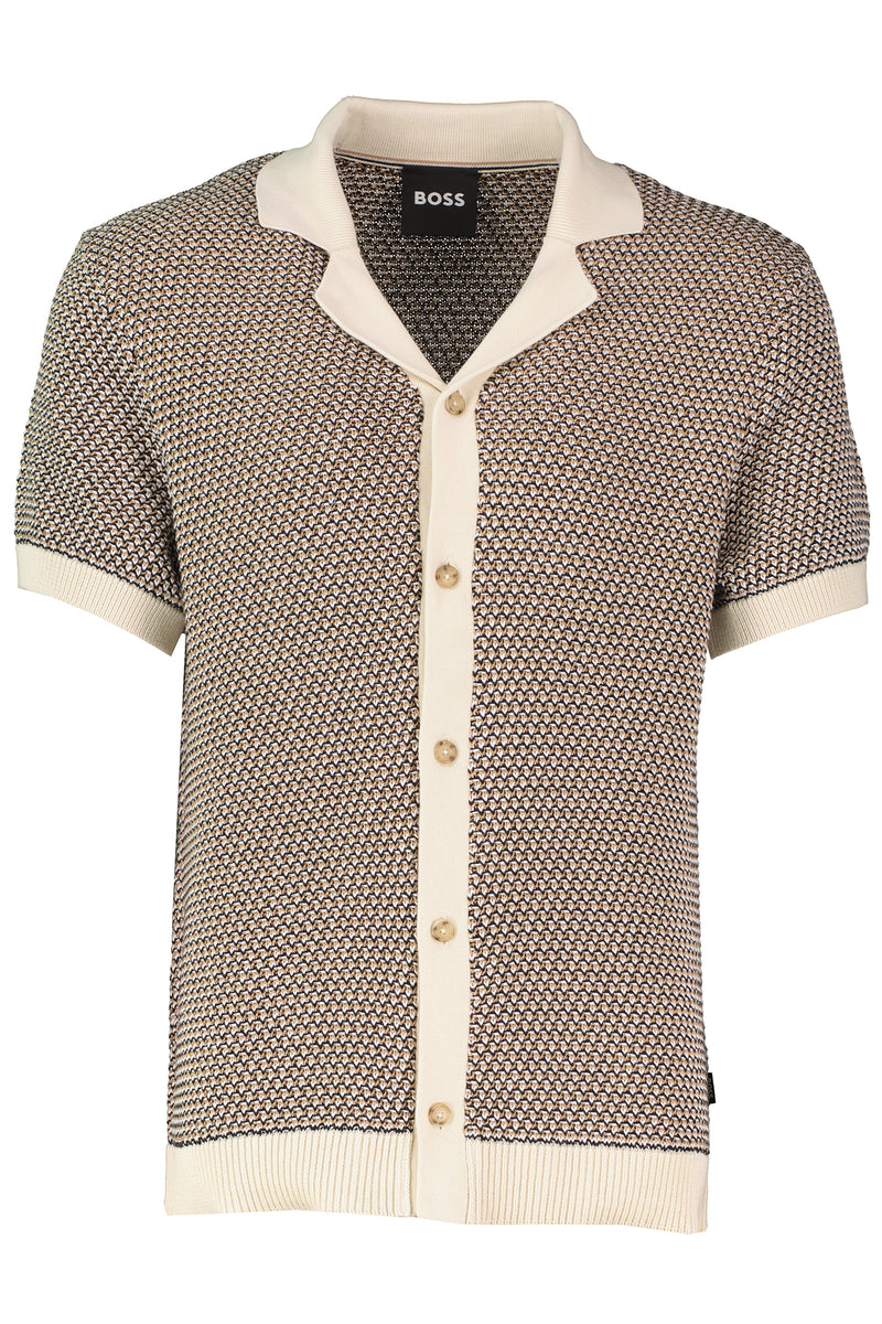 Men's BOSS Black Iconico White Full Button Polo Shirt