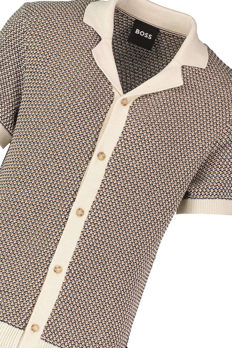 Men's BOSS Black Iconico White Full Button Polo Shirt