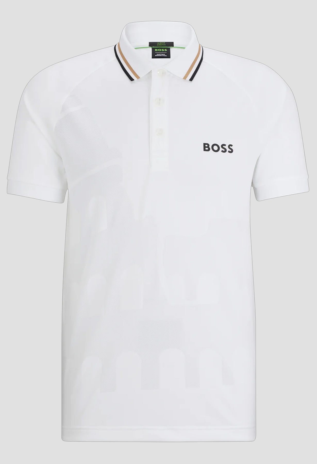 Men's BOSS Green Patteo MB White Slim Fit Polo