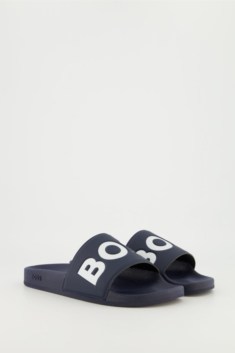 Men's BOSS Dark Blue Aryeh_Slid_rblg Slides – ODs Designer Clothing