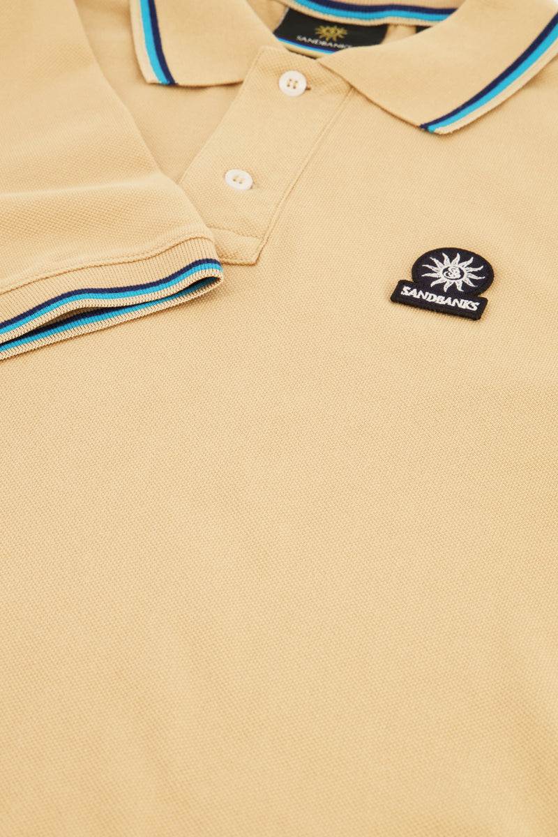 Men's Sandbanks Badge Logo Sand Polo Shirt – ODs Designer Clothing
